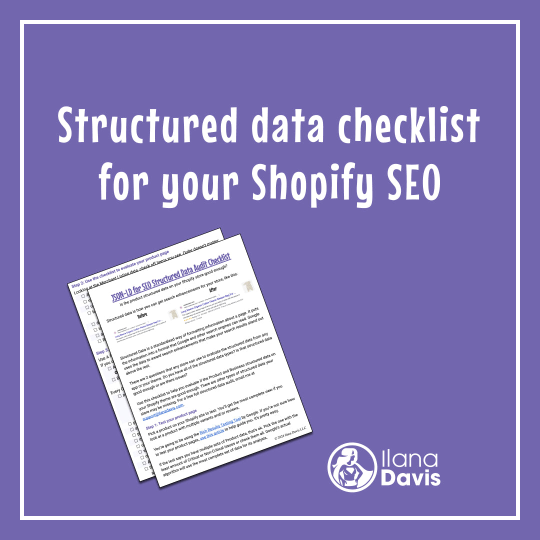 Structured data checklist for your Shopify SEO – Ilana Davis