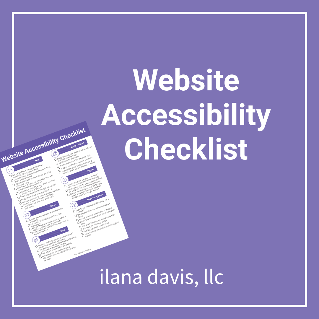 SEO Tip: Create an accessible website with this checklist – Ilana Davis